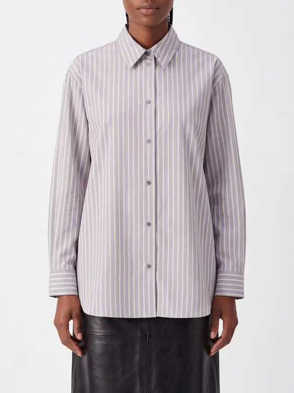 Soeur Striped Shirt With Curved Hem