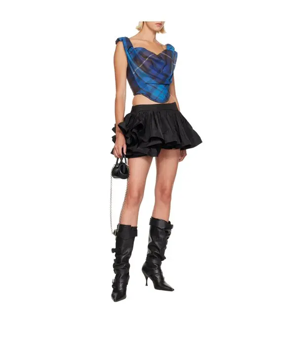 VIVIENNE WESTWOOD Draped Check Top - Blue