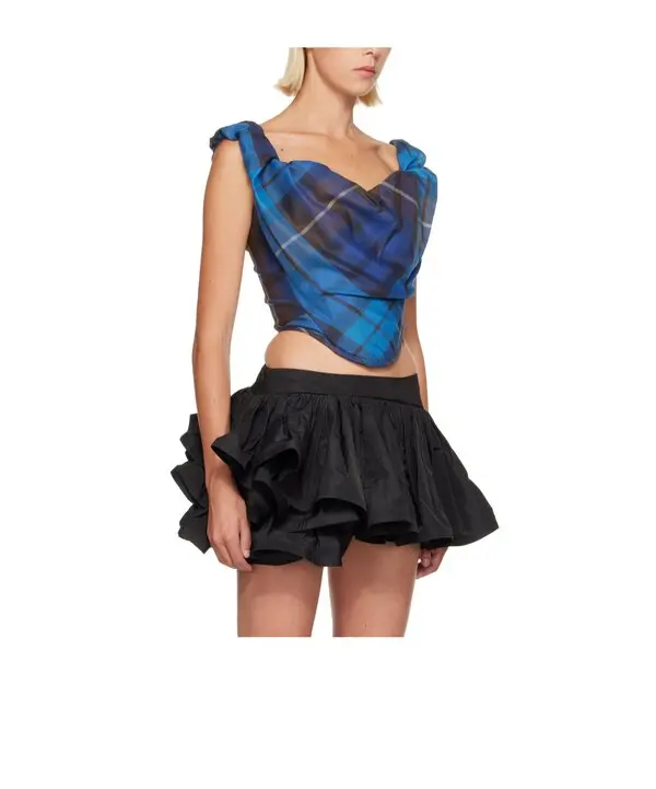 VIVIENNE WESTWOOD Draped Check Top - Blue