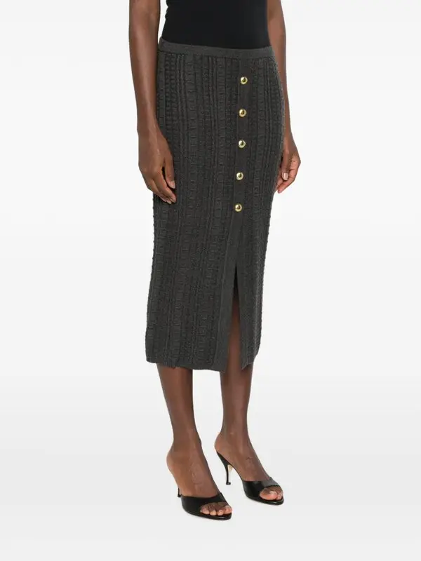 TWINSET Cable-knit Button-front Midi Skirt