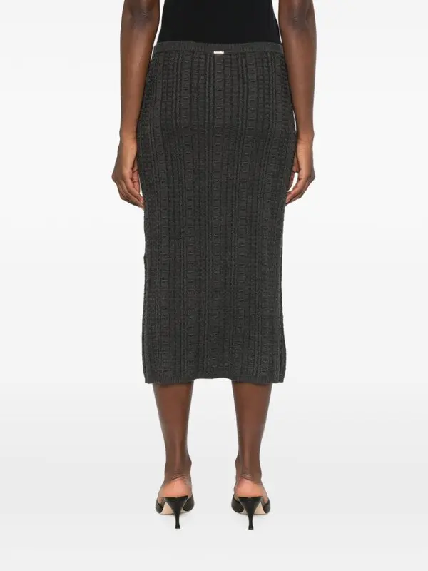 TWINSET Cable-knit Button-front Midi Skirt