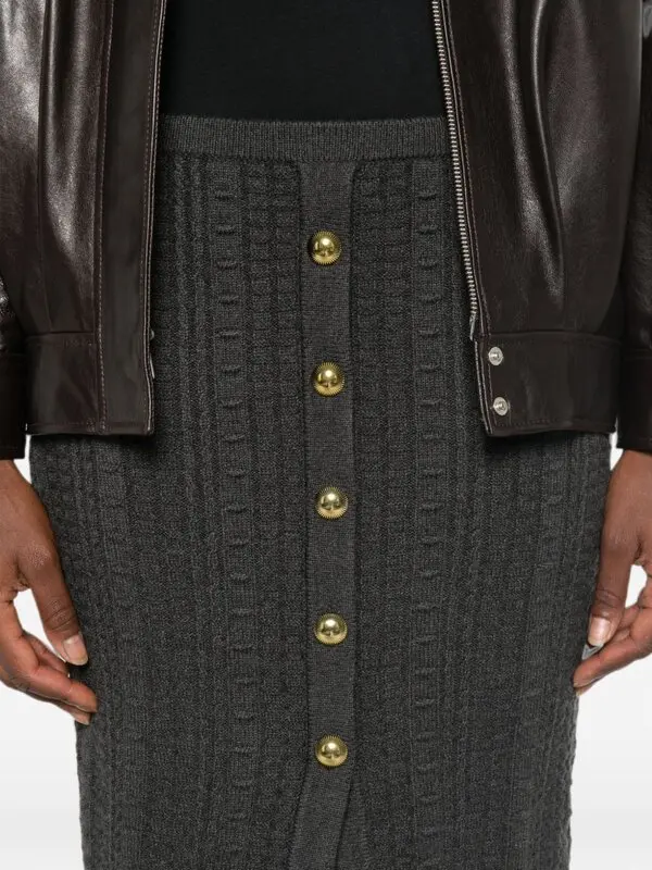 TWINSET Cable-knit Button-front Midi Skirt