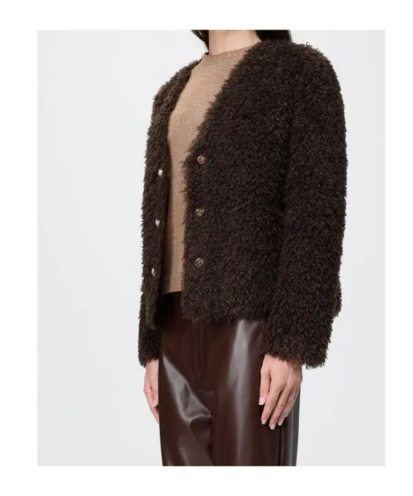TWINSET Bouclé-knit V-neck Jacket With Front Button Closure