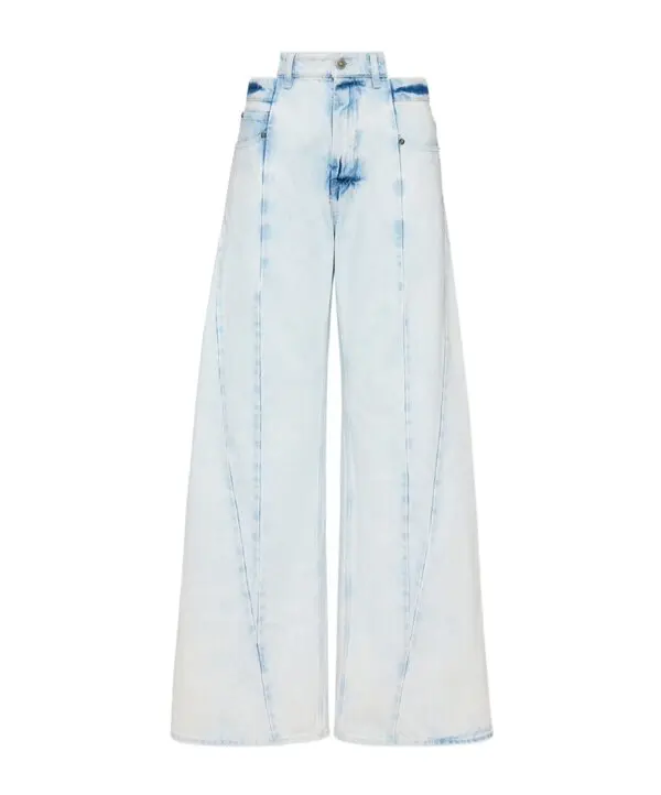 MAISON MARGIELA Bleached Spliced Wide-leg Jeans - Light Indigo