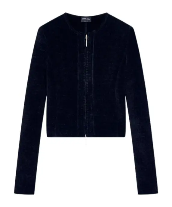 Giorgio Armani Chenille-effect Zip-up Jacket - Black