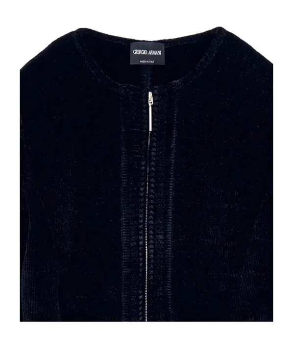 Giorgio Armani Chenille-effect Zip-up Jacket - Black