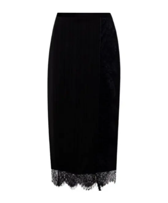 TWINSET Lace-detail Ribbed Knit Midi Skirt