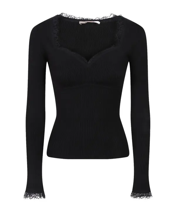 TWINSET Form-fitting Lace Knit Top