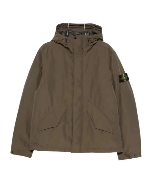 Stone Island Padded Hooded Jacket - Brown