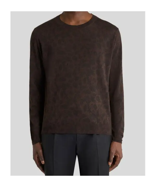 Etro Wool And Silk Sweater With Floral Paisley Motif