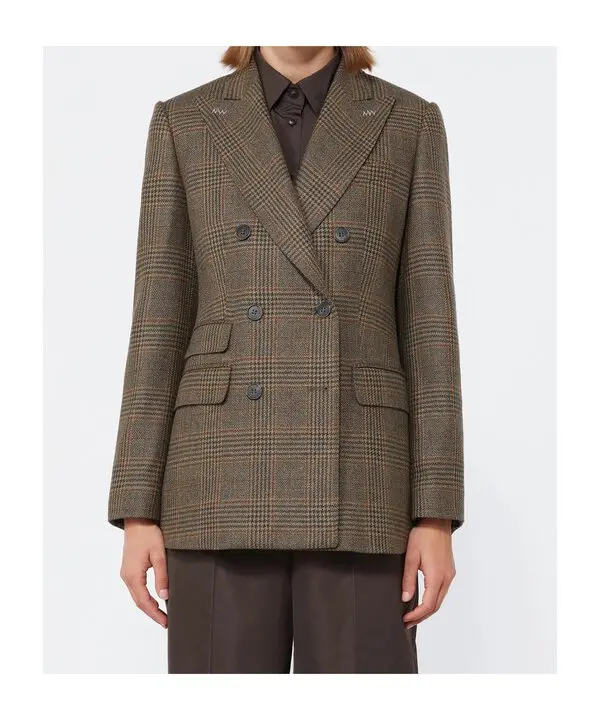 Max Mara Double-breasted Mouline Wool Twill Blazer