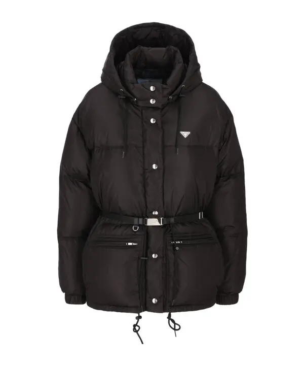 Prada Logo Plaque Padded Jacket - Black