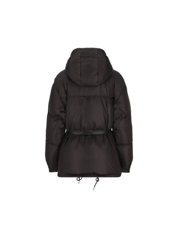 Prada Logo Plaque Padded Hooded Jacket
