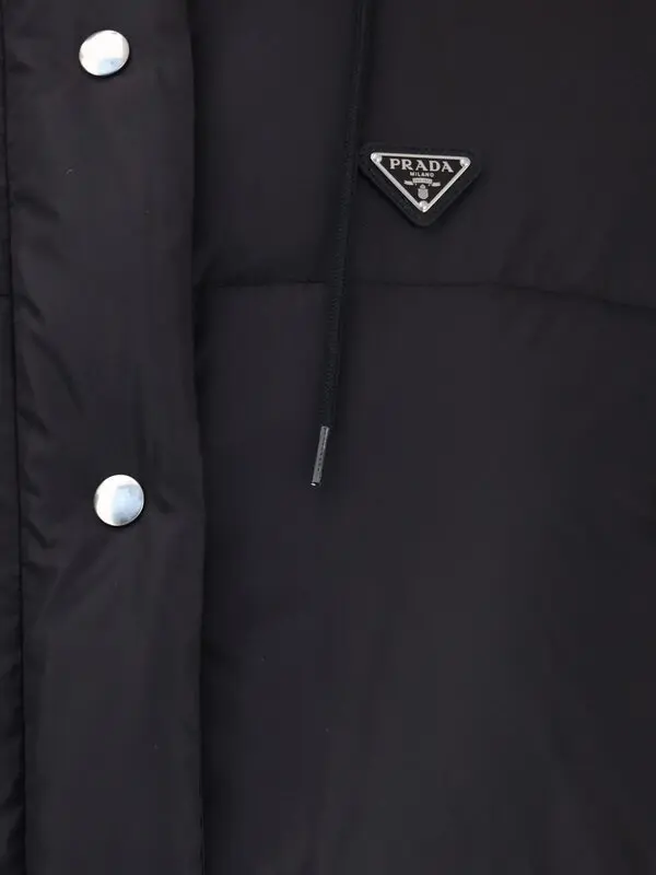 Prada Logo Plaque Padded Hooded Jacket