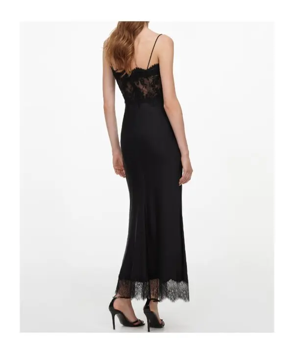 SELF-PORTRAIT Satin Lace Midi Dress