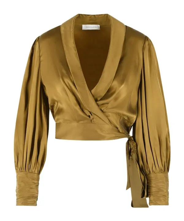 Zimmermann Wrap Tie Crop Top - Olive