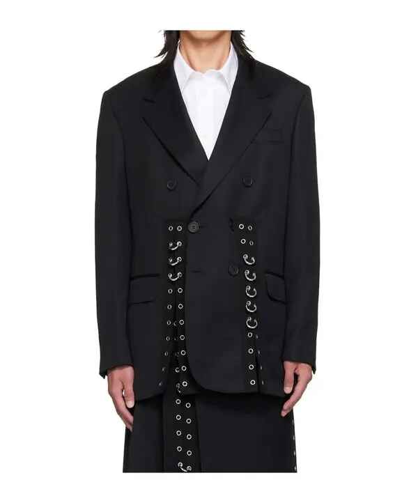 Simone Rocha Double Breasted Grommet Ring Hem Slice Suit Jacket