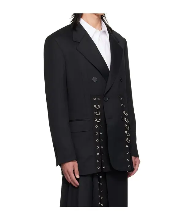 Simone Rocha Double Breasted Grommet Ring Hem Slice Suit Jacket