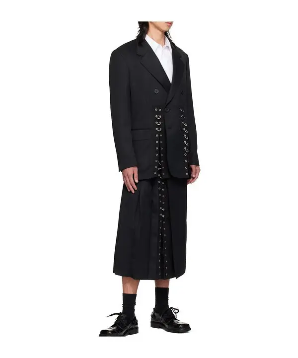 Simone Rocha Double Breasted Grommet Ring Hem Slice Suit Jacket