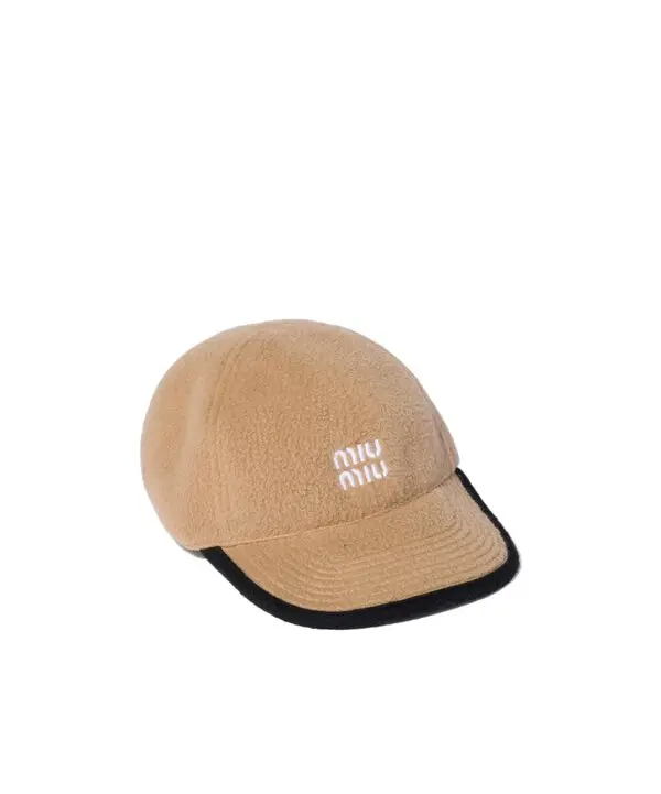 Miu Miu Fleece Baseball Cap - Camel Brown