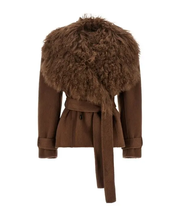 Giuseppe Di Morabito Shearling Collar Cropped Coat