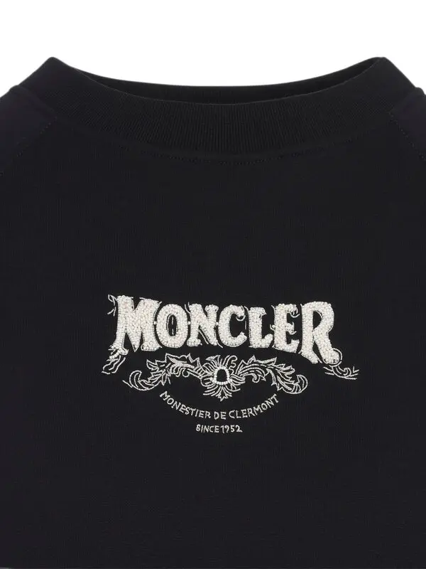 Moncler Long Sleeve Crewneck Sweatshirt With Logo Patch - Black