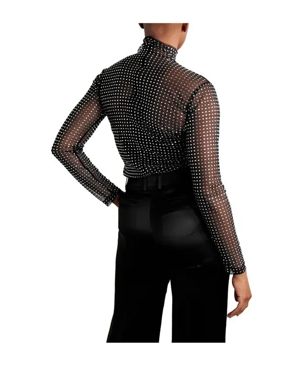 A.L.C. James Crystal-embellished Mesh Turtleneck Top