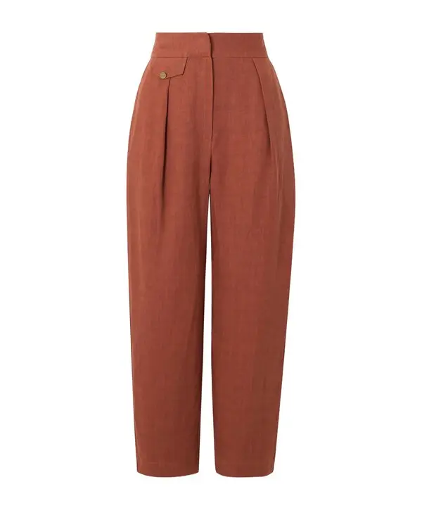 Le Kasha Jaouf Cropped Pleated Organic Linen Pants - No