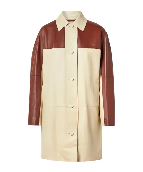 Lafayette 148 New York Oversized Two-tone Leather Jacket