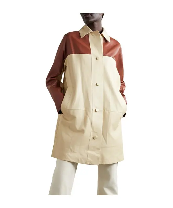 Lafayette 148 New York Oversized Two-tone Leather Jacket