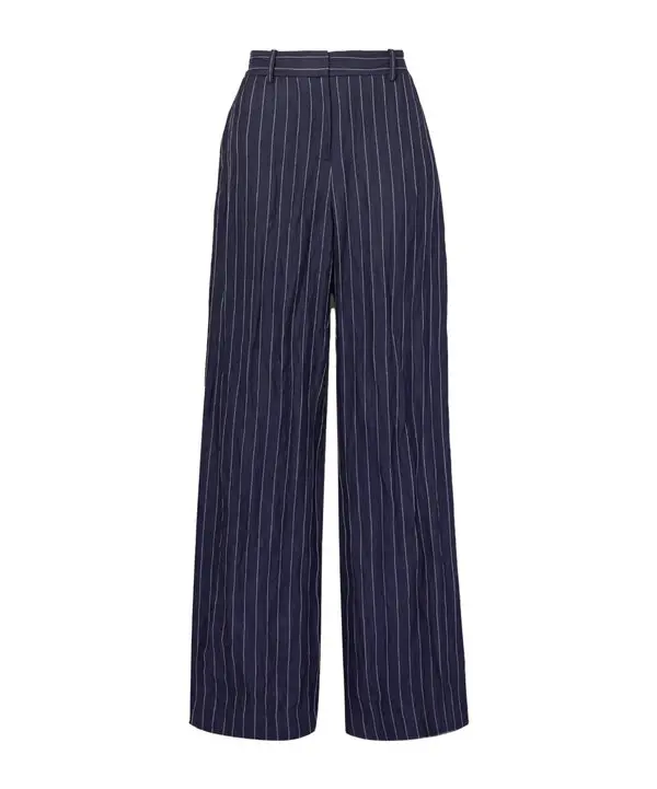 Lafayette 148 New York Sullivan Pinstriped Metallic Twill Straight-leg Pants