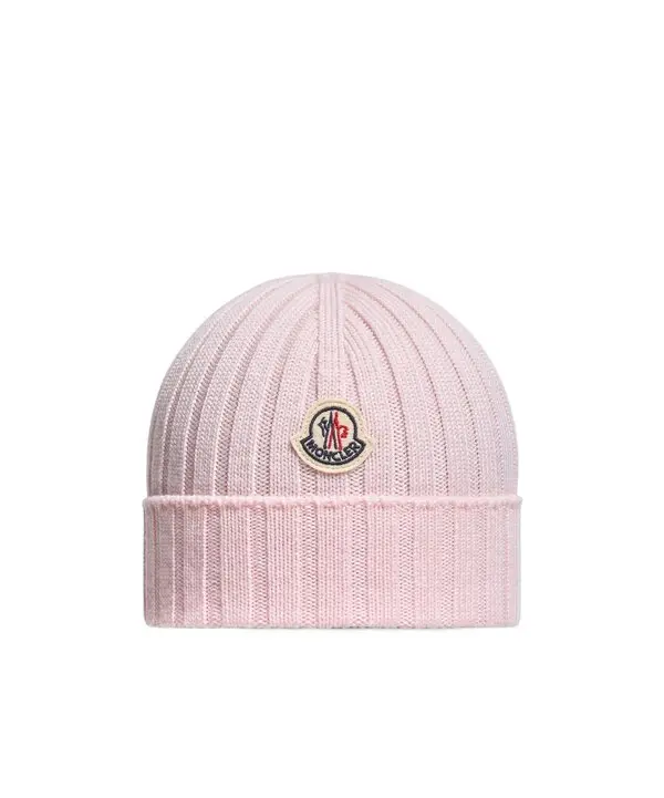 Moncler Logo-patch Folded Brim Beanie - Light Pink