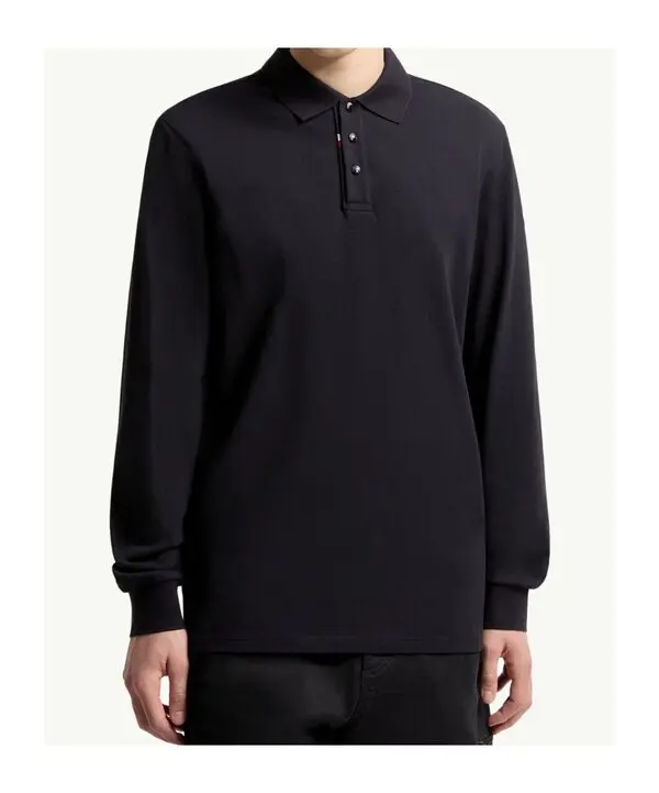 Moncler Logo Cotton Piquet Polo Shirt - Dark Blue
