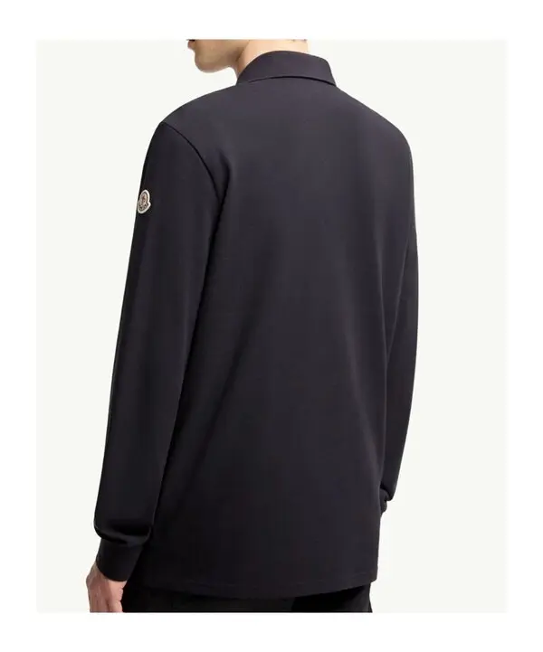 Moncler Logo Cotton Piquet Polo Shirt - Dark Blue