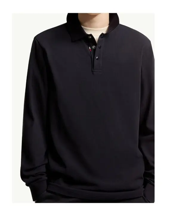 Moncler Logo Cotton Piquet Polo Shirt - Dark Blue