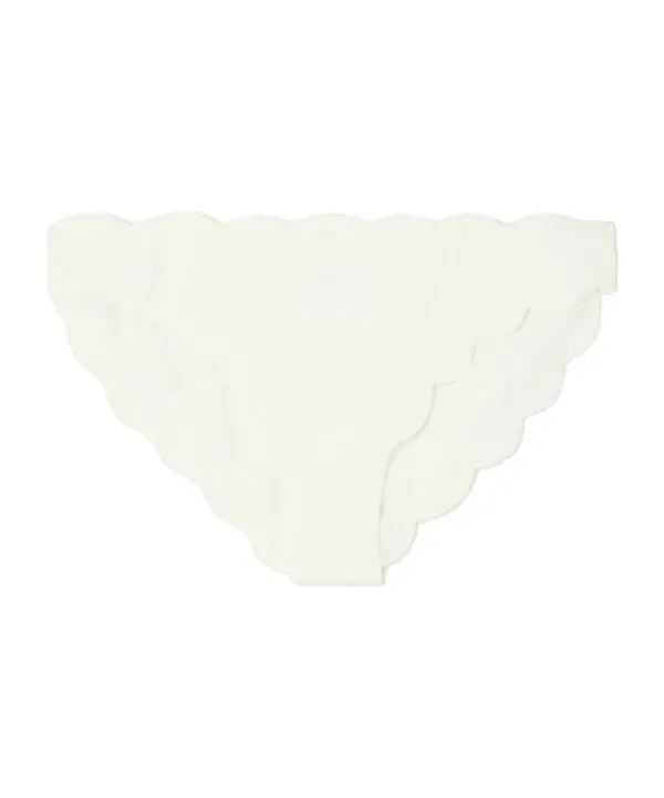 Marysia Antibes Scalloped Recycled-seersucker Bikini Briefs - White