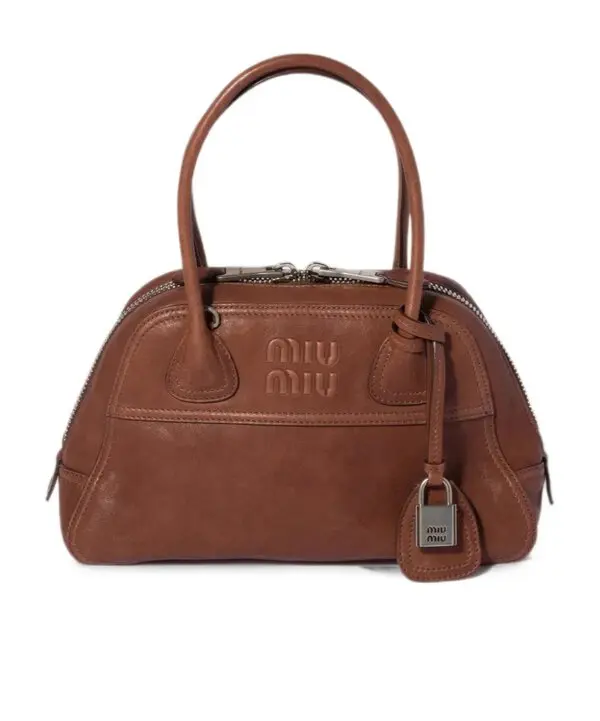 Miu Miu Embossed Logo Zippered Shoulder Bag - No