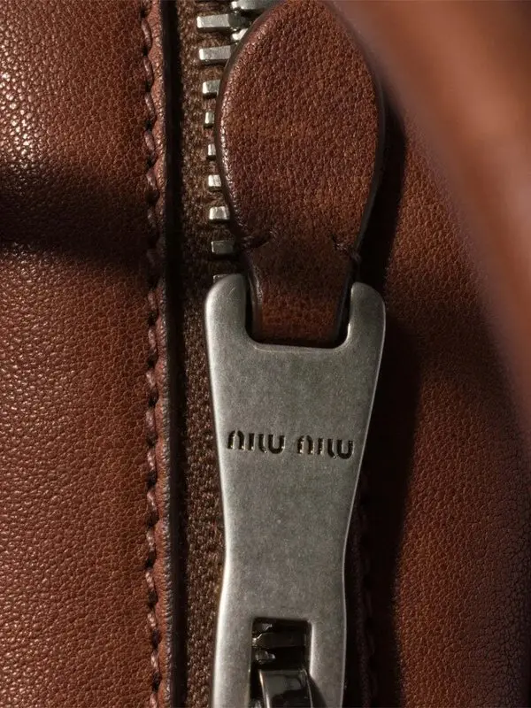 Miu Miu Embossed Logo Zippered Shoulder Bag - No