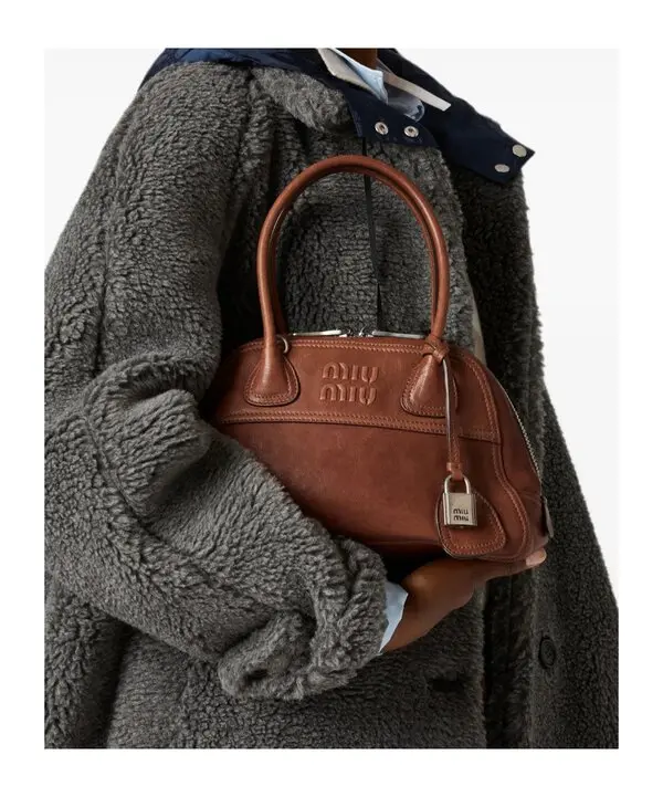 Miu Miu Embossed Logo Zippered Shoulder Bag - No