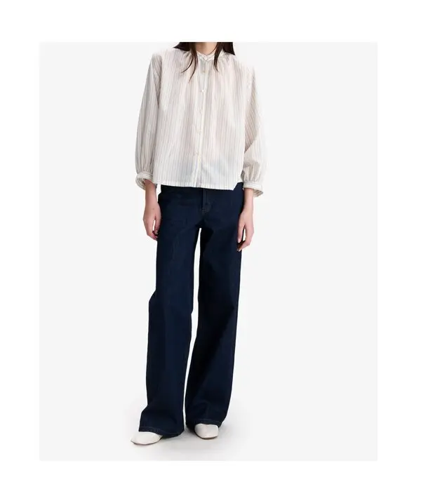 A.p.c. Striped Band Collar Shirt - Off-white