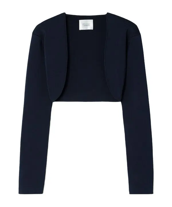 Galvan Atalanta Cropped Ribbed Stretch-knit Cardigan