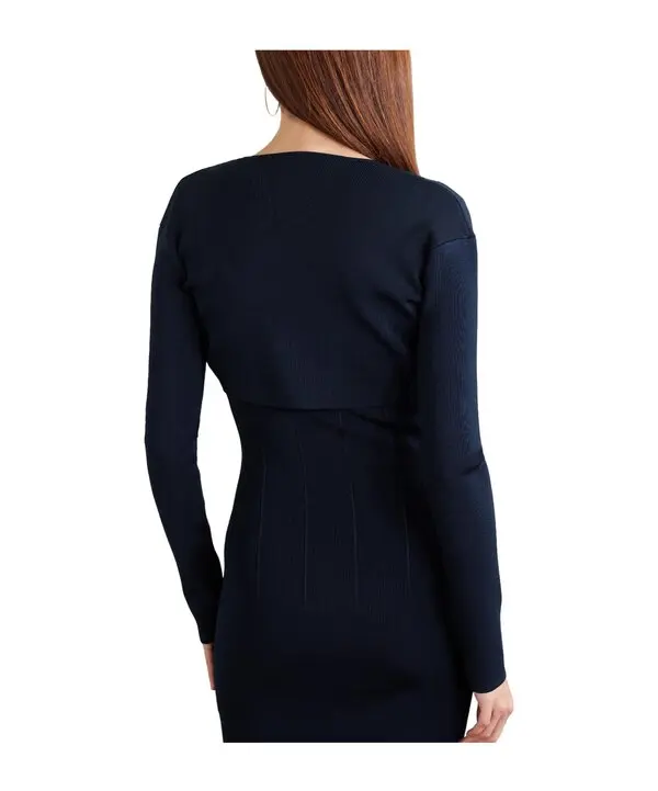 Galvan Atalanta Cropped Ribbed Stretch-knit Cardigan