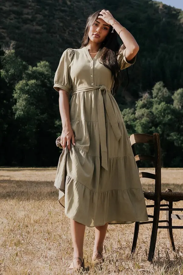 POLAGRAM Camille Maxi Dress - Sage