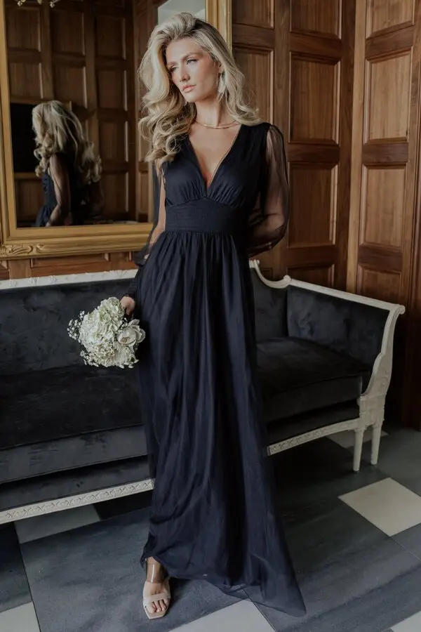 XH TEXTILES Layla Tulle Maxi Dress - Black
