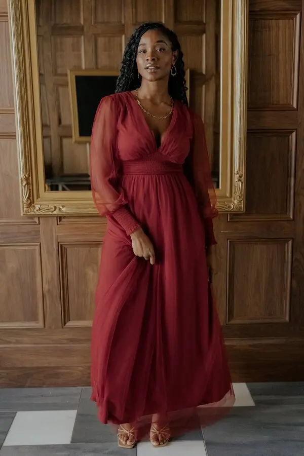 XH TEXTILES Layla Tulle Maxi Dress - Terracotta
