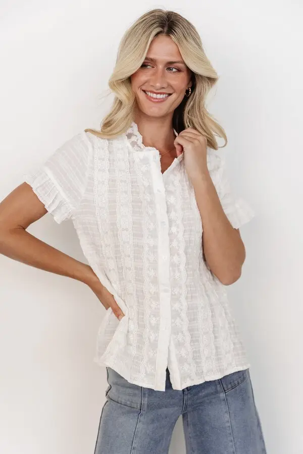 HAYDEN Zara Lace Top - White