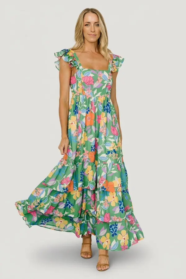 FLYING TOMATO Monte Tiered Maxi Dress