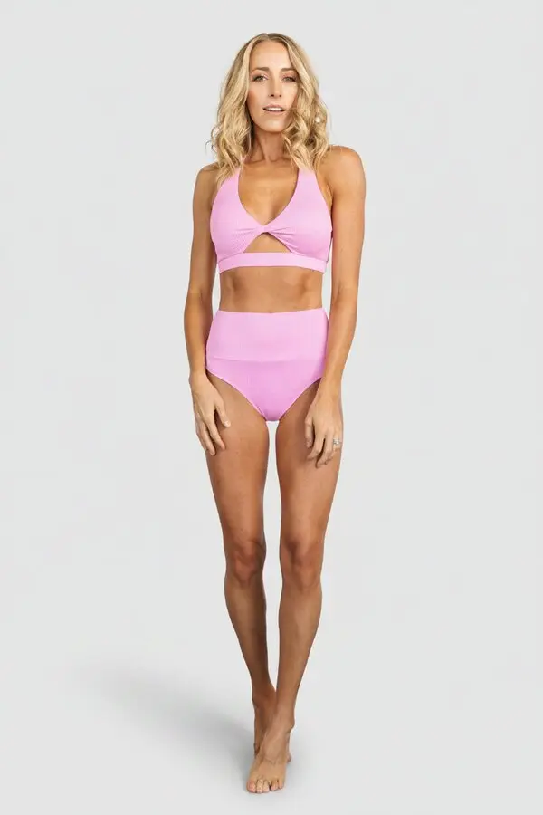 BEACH JOY BIKINI Del Mar Ribbed Bikini Bottom - Pink