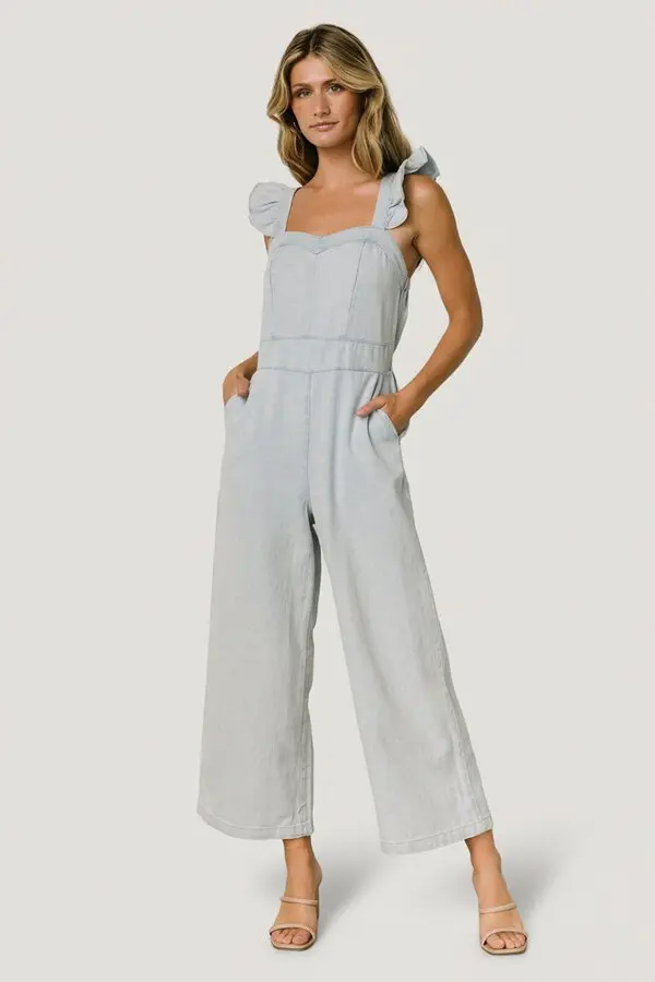 POLAGRAM Madison Denim Jumpsuit - Blue