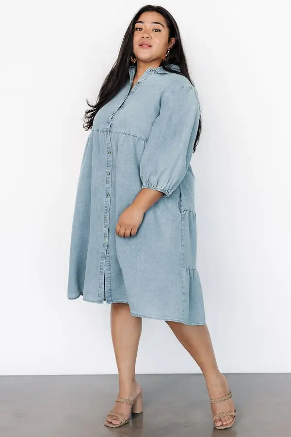POLAGRAM Sari Babydoll Dress - Chambray